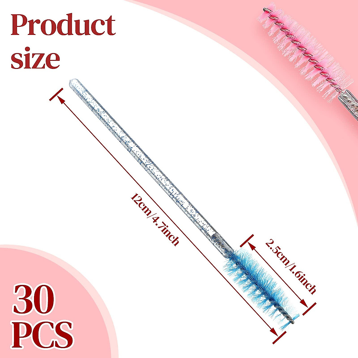 60 Pieces Disposable Mascara Wand Tube Set, 30 Diamond Empty Mascara Tube and 30 Crystal Eyelash Brush Spoolies Makeup Brush Eyebrow Applicator Tool for Lash Exention Supplies (Classic Style)