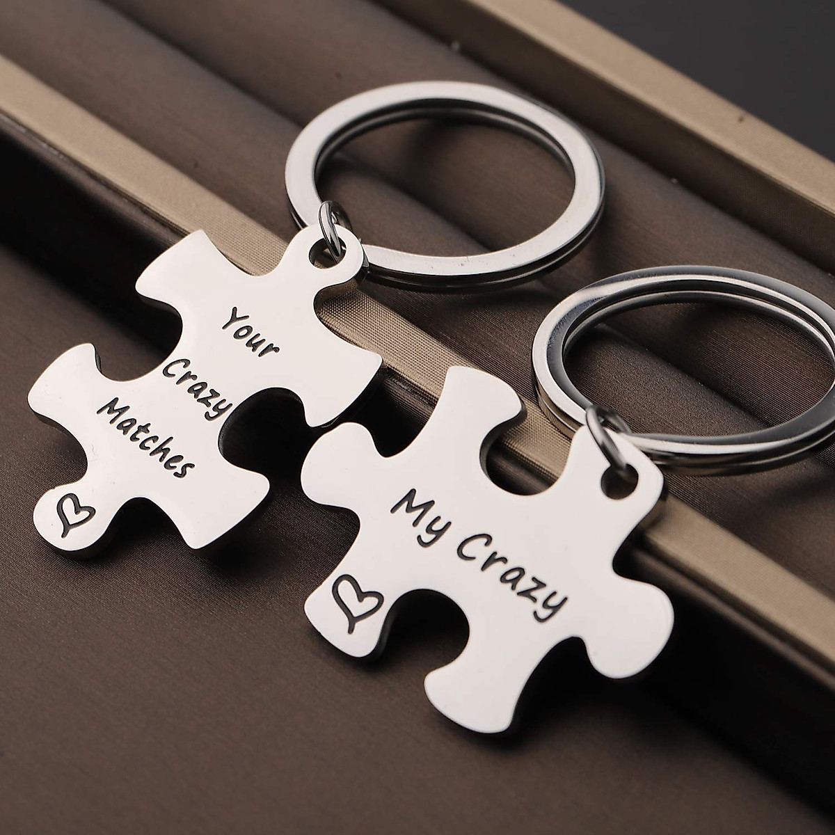 TGBJE Your Crazy Matches My Crazy Couples Keychain Set Puzzle Piece Gift for Boyfriend,Girlfriend (You Crazy Keychain)
