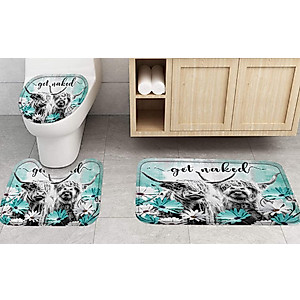 Bcsewcg Get Naked Shower Curtain and Bath Mat Set