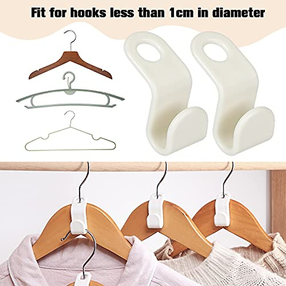 FVVMEED 20 Pieces Clothes Hanger Connector Hooks, Plastic Mini Multi-Layer Cascading Hanger Hooks Hanging Clips for Cabinets Huggable Hangers Space Saving for Closet Organizer Coat, Bag Storage