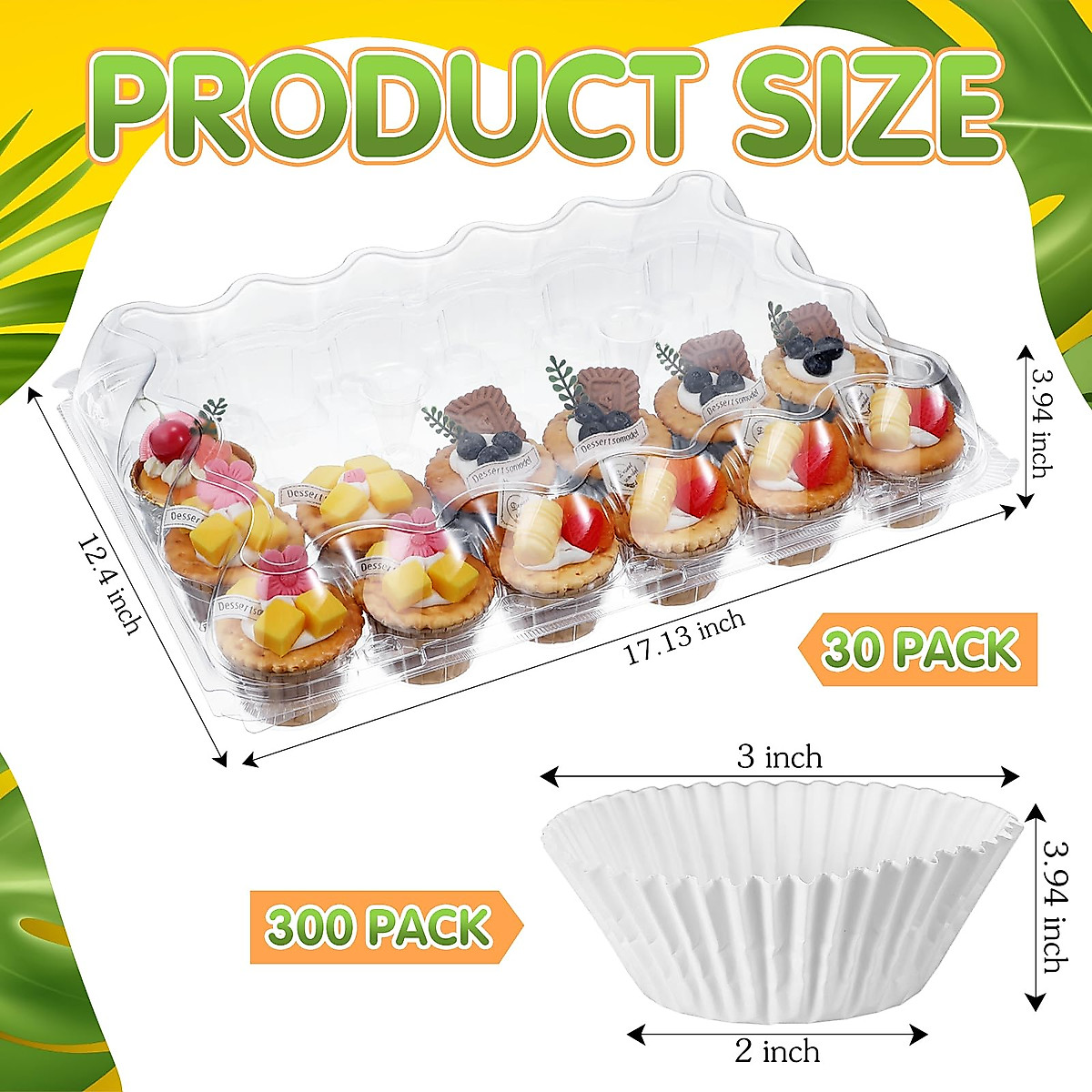 Roshtia 24 Count x 30 Sets Stackable Cupcake Containers with 900 Pcs Cupcake Liners Cupcake Carrier Holders Clear Mini Cupcake Holder Disposable Plastic Cupcake Boxes with Detachable Lid
