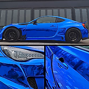 TECKWRAP 11.5" x 60" Blue Chrome Mirror Vinyl Wrap Film Vinyl Roll