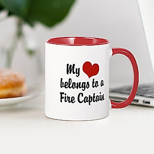 CafePress My Heart Belongs To A Fire Captain Mug Ceramic Coffee Mug, Tea Cup 11 oz