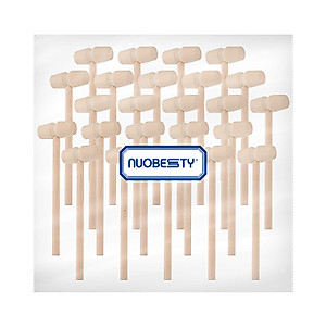 NUOBESTY 24 Pieces Wooden Crab Mallets Seafood Shellfish Wood Cracker Mini Wooden Hammer Mallet Solid Hardwood Crab Hammers for Chocolate Heart