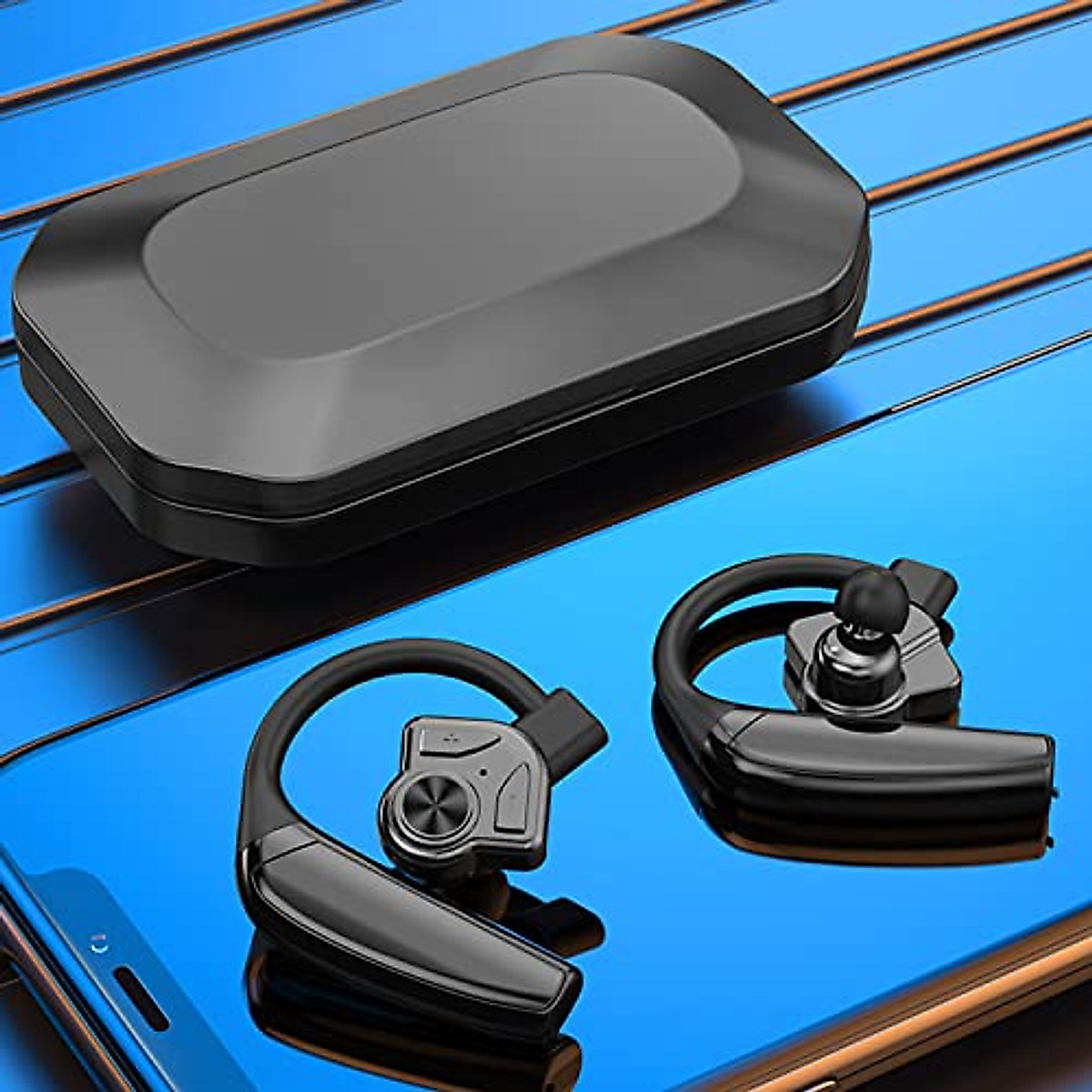 Munlar Bluetooth Wireless Earbuds IPX6 Waterproof Ear Hook Earphones with Microphone Ultra-Long Life Hanging Ear with Stereo Sounds for Sports Or Office