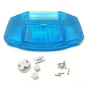 Housing Shell Case Cover Replacement for Nintendo Gameboy Advance for GBA with Conductive Rubber Pad Screwdriver - Clear Blue
