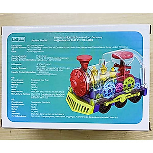 Kizeefun Light Up Train Toy for Toddlers: Transparent Gear Car Toy for Kids with Cool Light and Music Educational Crawling Toys for Baby Boys and Girls
