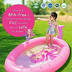 Splash Pad Kiddie Pool,Sprinkler for Kids,Inflatable Swimming Pool for Toddler Child,Outdoor Water Toys for 1 2 3 4 5 Years Old (Mermaid)