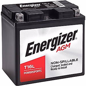 Energizer - ET16L T16L AGM Motorcycle and ATV 12V Battery, 260 Cold Cranking Amps and 19 Ahr. Replaces: CTX19L-BS, T16L and others