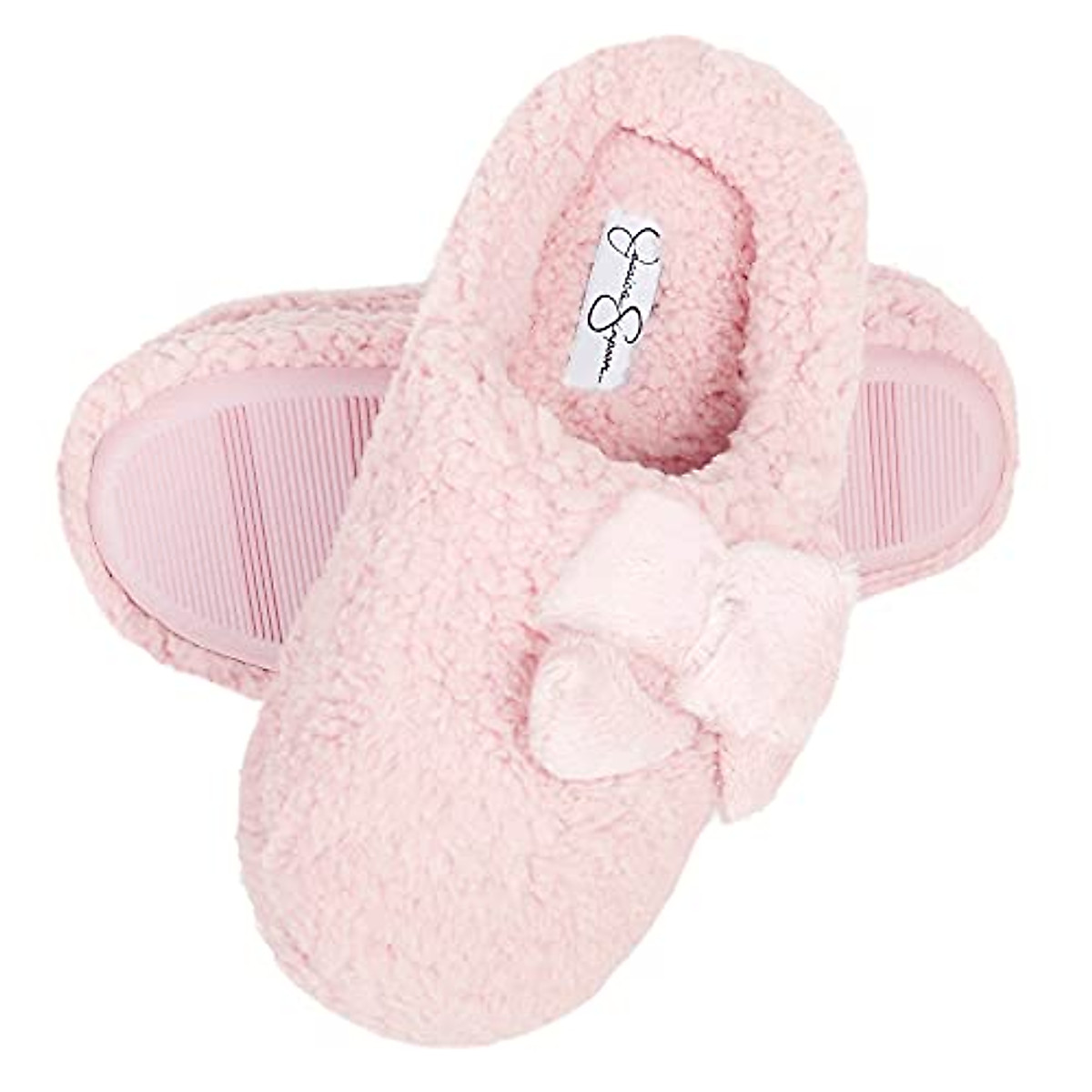 Jessica Simpson Womens Plush Marshmallow Slide On House Slipper Clog with Memory Foam,Pink,Large