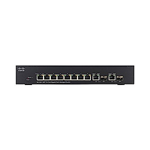 Cisco SG300-10PP-K9-NA 10-Port Gigabit PoE+ Managed Switch (Renewed)