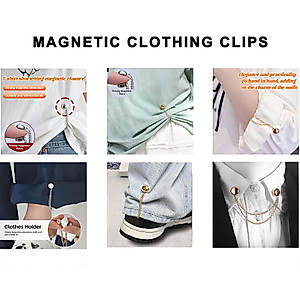 Multi-Function Magnetic Clothing Clips, 4 Pack Strongest Magnetic Strength Buttons Clips, Magnetic Shirt Accessories, Hijab Magnets with Chain, Shawl Clips for Women Magnetic Clothing Accessories