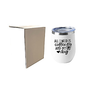 Yipaidel All I Need Is Coffee and My Dog Tribal 12 OZ Wine Tumbler with Lid Stemless Double Wall Vacuum Travel Mugs stainless steel Coffee Cup for Cold Hot Drinks Wine Coffee Cocktails Beer