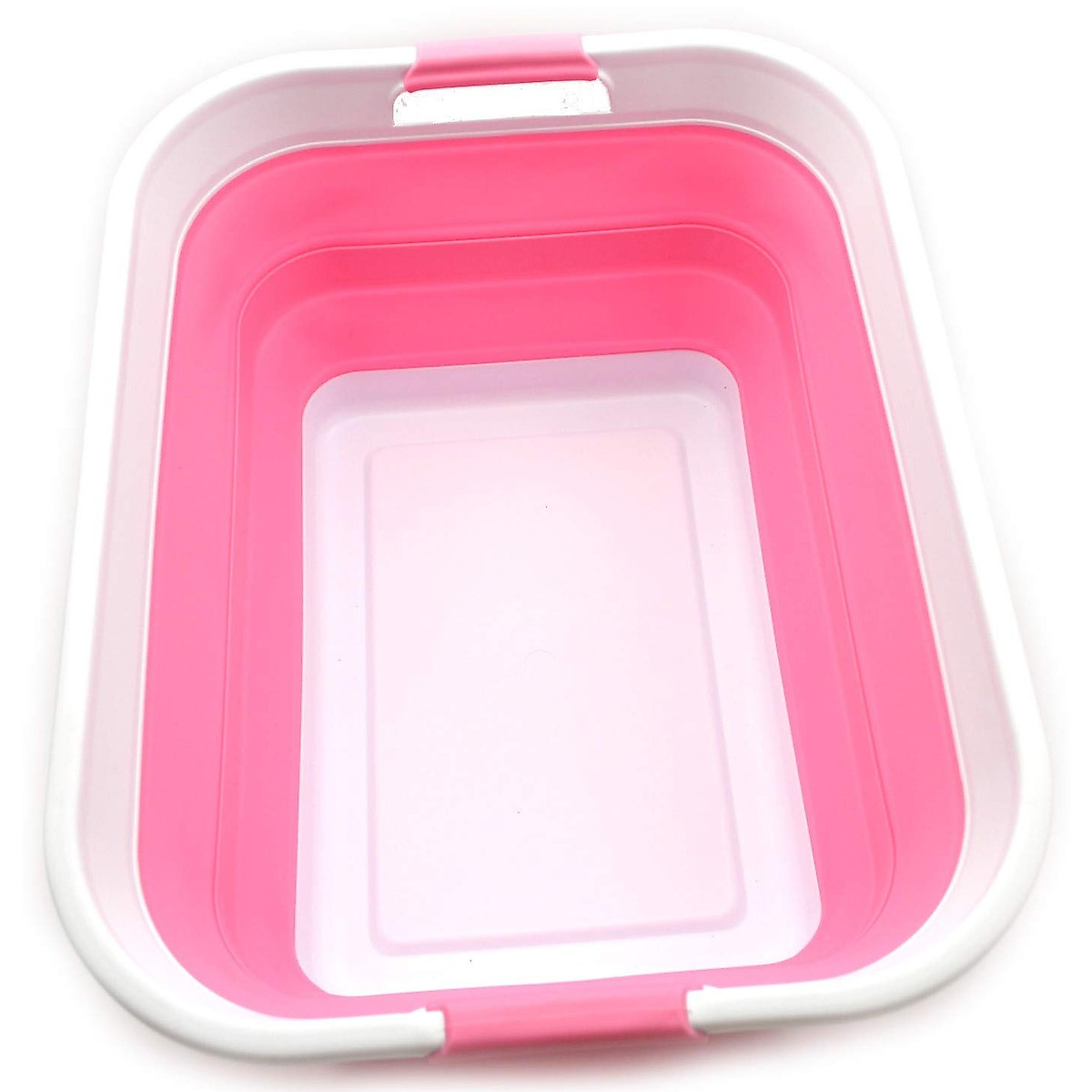 SAMMART 42L(11 gallon) Collapsible Plastic Laundry Basket-Foldable Pop Up Storage Container/Organizer-Portable Washing Tub-Space Saving Basket,Water capacity 34L(9 gallon) (1, Pink)