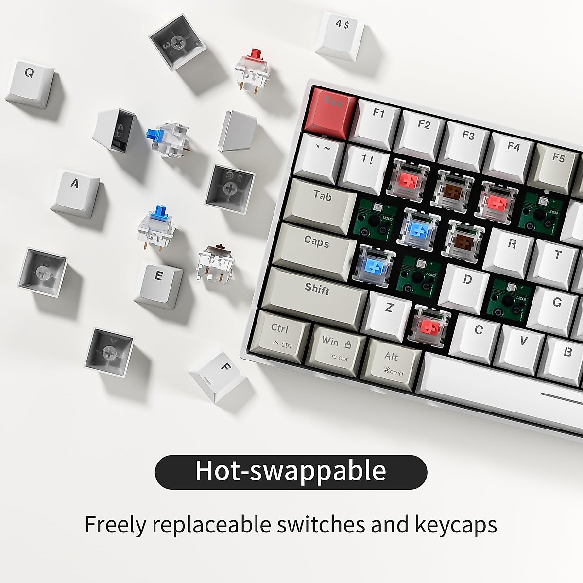 Newmen GM1000 96% Mechanical Keyboard,Wired/Bluetooth/2.4G Hot swappable Anti-Ghosting 100 Keys Mechanical Gaming Keyboard with RGB Backlit,for Windows Mac and Android(Brown)