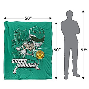 Power Rangers, 50"x60", Green Ranger Silky Touch Sherpa Back Super Soft Throw Blanket