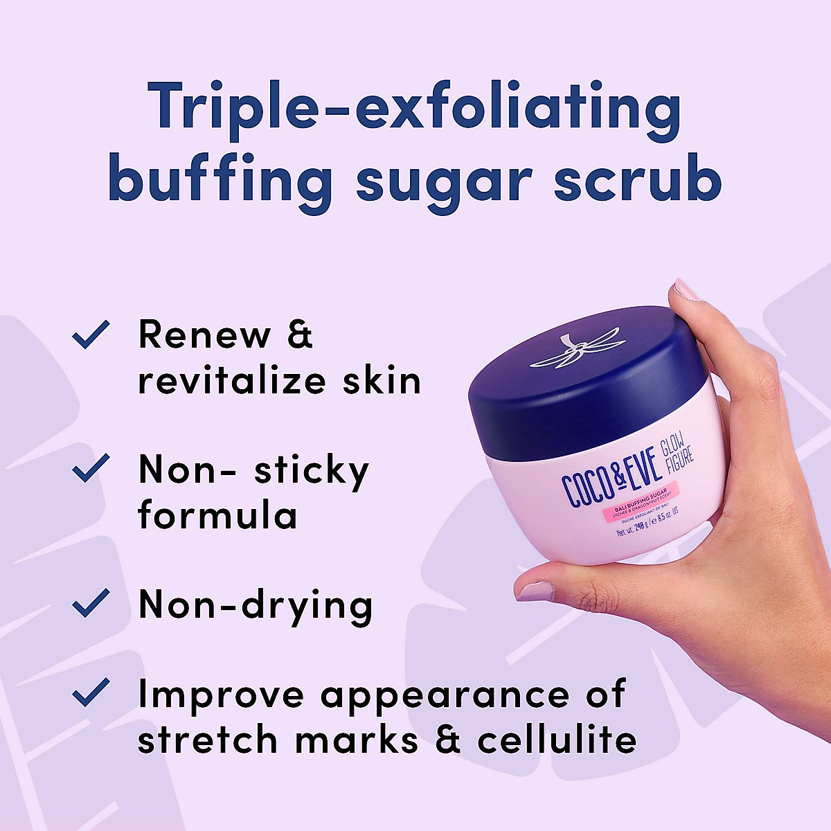 Coco and Eve Glow Figure Bali Buffing Sugar - Exfoliating Body Scrub for Women | Coconut Sugar Scrub (8.5 oz)