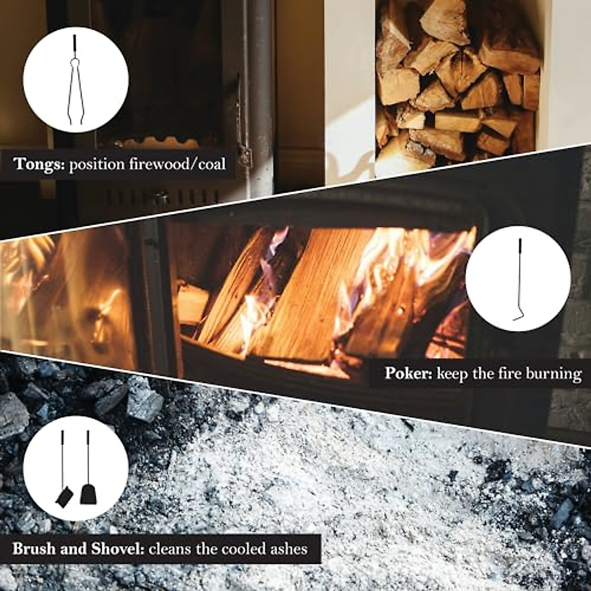 JVL 11-324 Lambeth Contemporary Fireside Companion Arch Tool Set, Steel, Black, 23 x 14 x 66 cm, 4 Pieces …