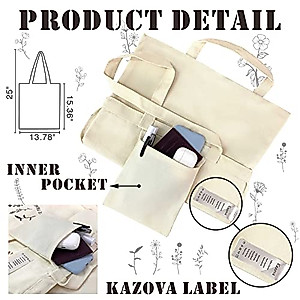 Kazova Floral Cotton Canvas Tote Bag Minimalist Bouquet Tote Bag Reusable Canvas Shopping Grocery Bags Wildflower Botanical Boho Gift for Women (Black)