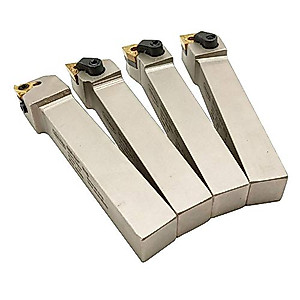 ASZLBYM 3/4'' inch CNC Lathe Indexable Turning Tool Holder with Nickel Plated,CNC Heavy-Duty Metal Lathe Bit Set with Tin Coated Carbide Turning Inserts WNMG431 CNMG431 TNMG331 16ER AG60