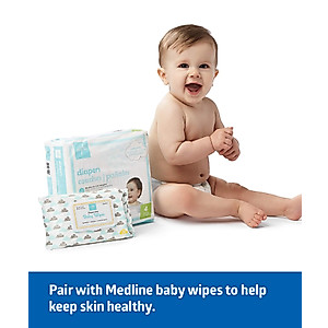 Medline Premium Disposable Baby Diapers, Absorbent & Ultra-Soft for Delicate Skin, Size 7 (41+ lbs), Pack of 25