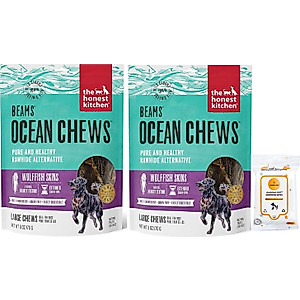 Aurora Pet Bundle Pack (2) Ocean Chews Wolfish Skins Dehydrated Dog Treats (6-oz Pouches) with AuroraPet Wipes