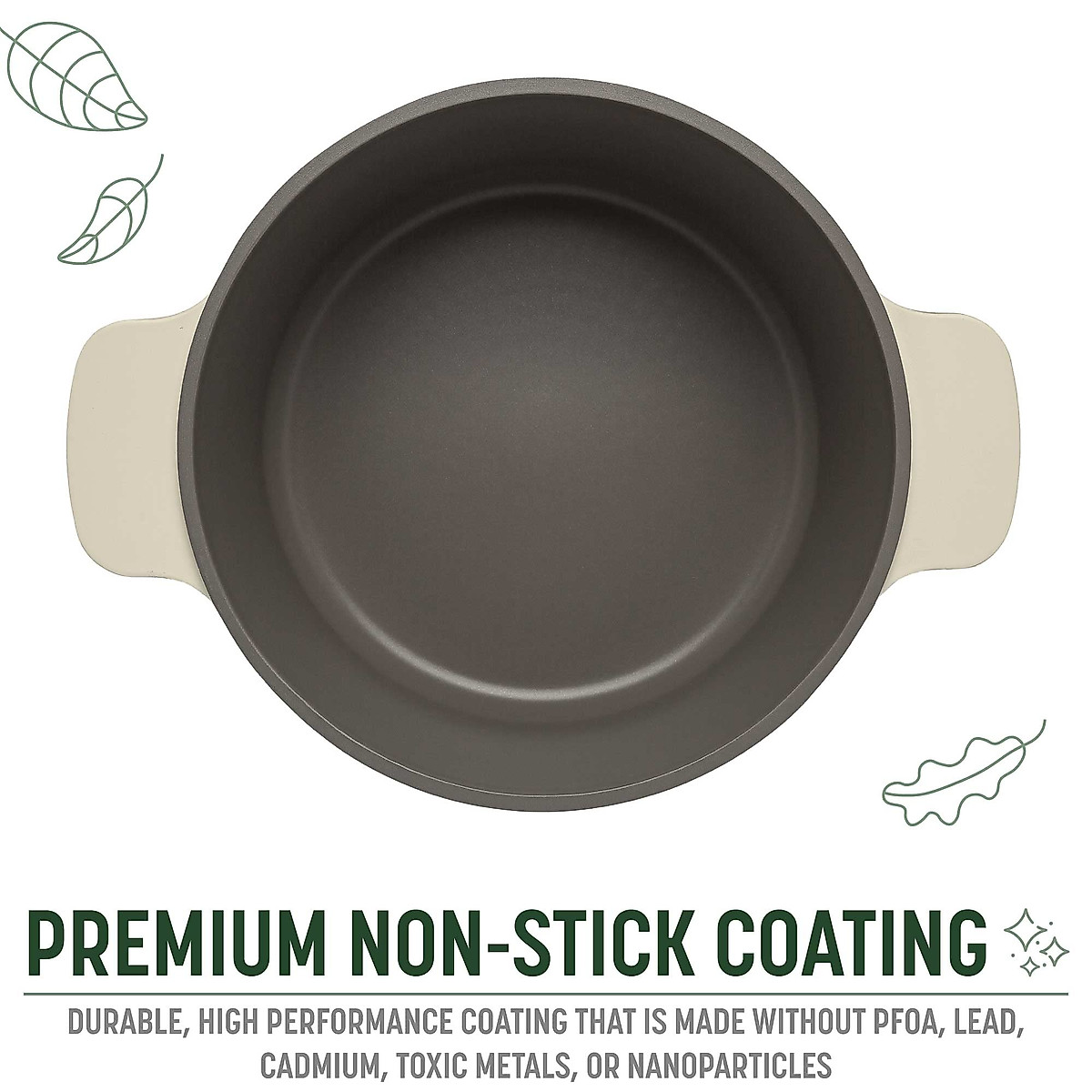 Goodful All-In-One Pot, Multilayer Nonstick, High Performance Cast Dutch Oven With Matching Lid, Roasting Rack And Turner, Made Without PFOA, Dishwasher Safe Cookware, 4.7-Quart, Linen