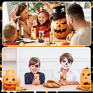 RimCereal 6 Pcs Ghost Halloween Cup Bulk 16 oz Pastel Halloween Ghost Decorations Mug Cute Halloween Gifts Spooky Iced Coffee Can Tumbler with Straw and Bamboo Lid Halloween Stuff for Women Men