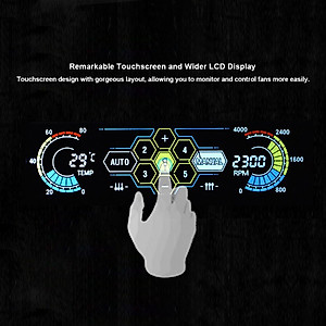 Wscoficey Fan Controller Temperature Monitor Automatic Speed Control LCD Front Panel STW 5.25" 5 Channel Touchscreen for Computer Cooling Fans