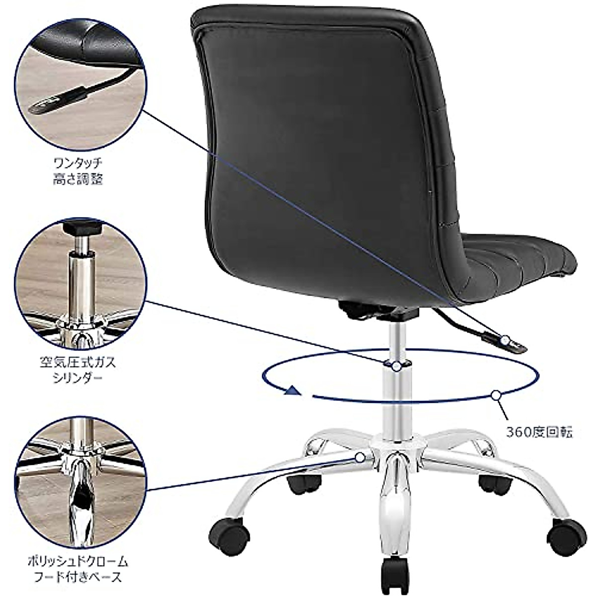 Modway Ripple Ribbed Armless Mid Back Swivel Computer Desk Office Chair In Black