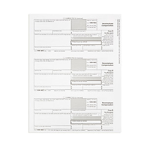 Blue Summit Supplies 1099 NEC Tax Forms 2023 with 25 Self Seal Envelopes, 25 4 Part Tax Forms Kit, Compatible with QuickBooks and Accounting Software