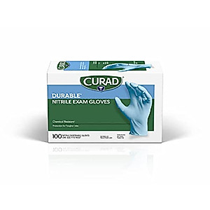 Curad Nitrile Exam Gloves, Durable, Powder Free, Chemical Resistant, One Size Fits Most, 40 Count