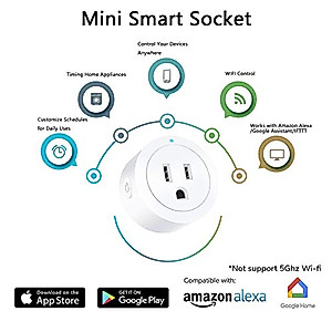 Smart Plug Amysen - Alexa, Echo & Google Home – Only WiFi 2.4G (4- Pack)