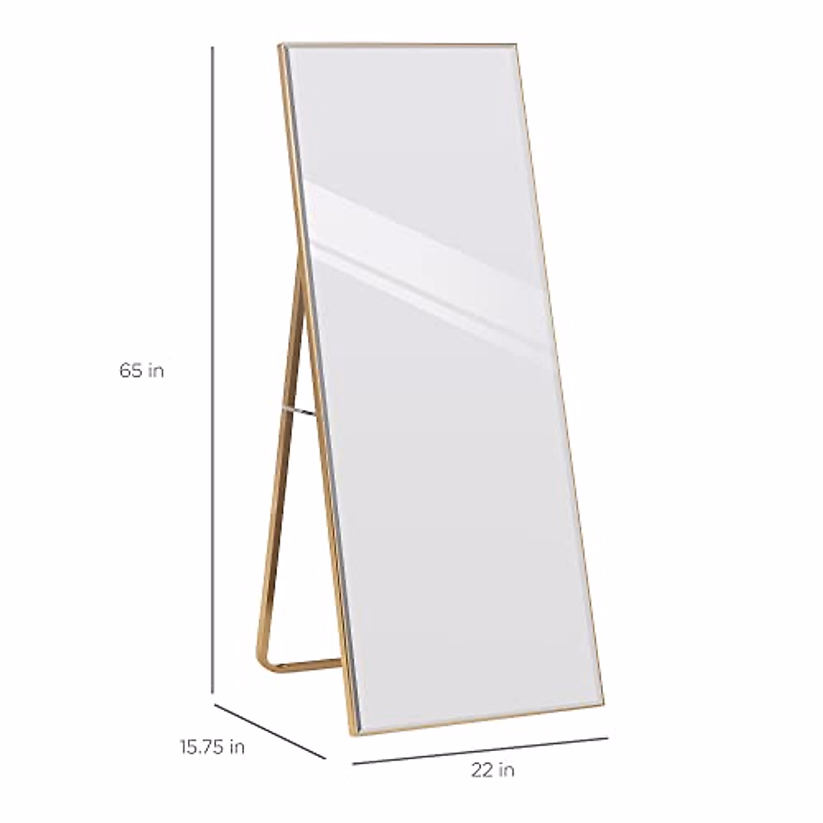 Best Choice Products Large 65x22in Full Length Mirror, Rectangular Hanging & Leaning Floor Mirror for Bedroom, Living Room, Vertical, Horizontal w/High Clarity, Beveled Edges, Anti-Blast Film - Gold