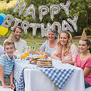 KALOR Silver Happy Birthday Balloons Banner,16 Inch Mylar Foil Letters Sign,Reusable Balloons for Women, Men, Boys & Girls Birthday Decorations Party Supplies