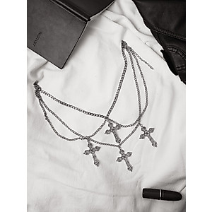 Sacina Gothic Cross Choker Necklace, Zinc Alloy Cross Pendant, Goth Halloween Christmas New Year Jewelry Gift for Women