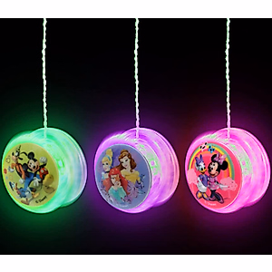 JA-RU Disney Light Up YoYo Disney Mickey Mouse, Minnie Mouse & Princess Styles Toys (3 Units Assorted) Fidget Toys for Kids Yoyo Beginner String Trick Yo-Yo Game. ABC-7812-3