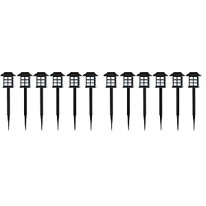 Pure Garden Solar Powered Lights (Set of 6)- LED Outdoor Stake Spotlight Fixture for Gardens, Pathways, and Patios, Black, 15” (H) x 3.25” (L) x 3.25” (W) (Pack of 2)