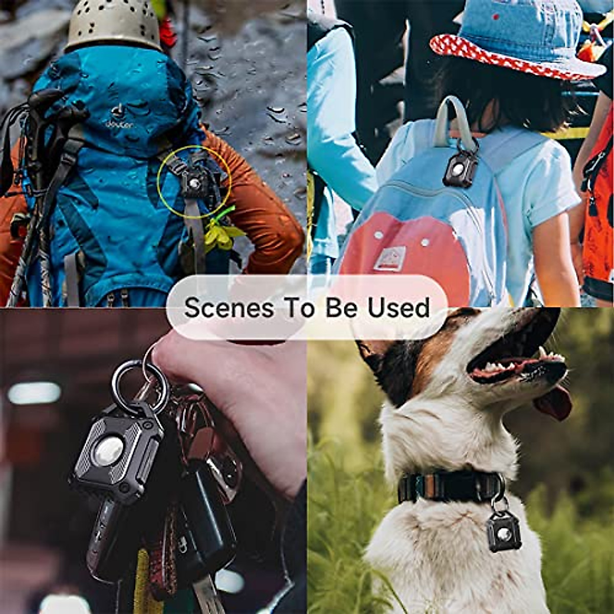 2 Pack Waterproof AirTag Holder,Compatible Apple Air Tag Tracker with Key Ring,Protective Anti-Scratch Anti-Lost Cover Compatible with Air Tag Holder(Black) for Keys/Dog Collar/Luggage