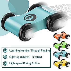 12 Pieces Mini Wooden Car Ramp Wooden Race Track Toy Car Toddler Car for Race Track Replacement Cars, Aged 6+, Present (Circle Print)