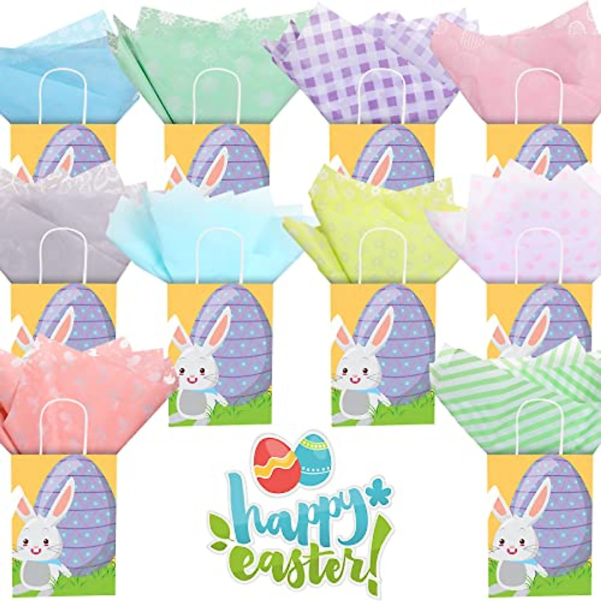 SANNIX 100 Sheets Spring Easter Tissue Paper Pink Green Blue Bulk Gift Wrapping Paper for Easter Gift Wrapping DIY Crafts Birthday Party Spring Decoration 19.7 ×13.8 Inch (10 Patterns)