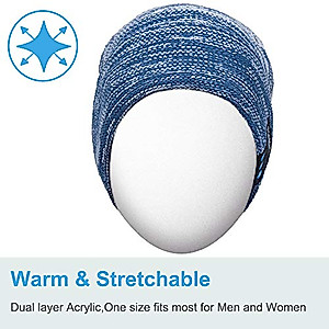 Qshell Bluetooth Beanie Hat Washable Music Cap with Wireless Stereo Headphone Headset Earphone Speakers Mic Hands Free for Outdoor Sports Skiing Running Skating Camping, Blue