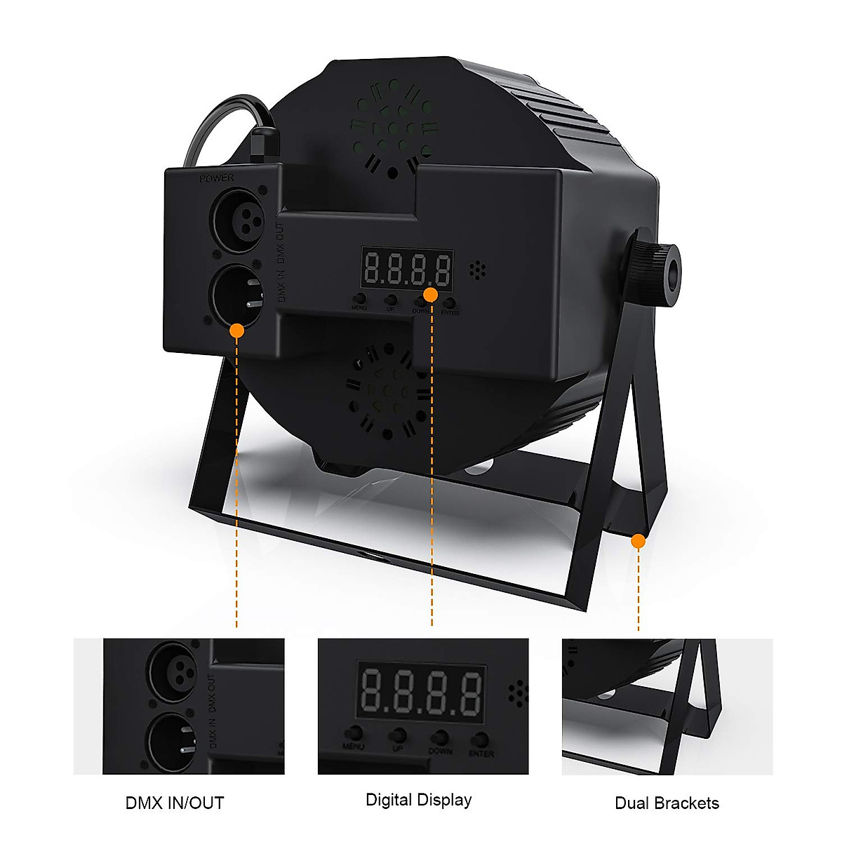 Missyee 18 RGB LED DJ Stage Uplight -DMX Control Sound Activated with Remote Control and 7 Modes LED for Wedding, Events, Christmas and Halloween Music Disco Party -R&D in USA -4 Pack