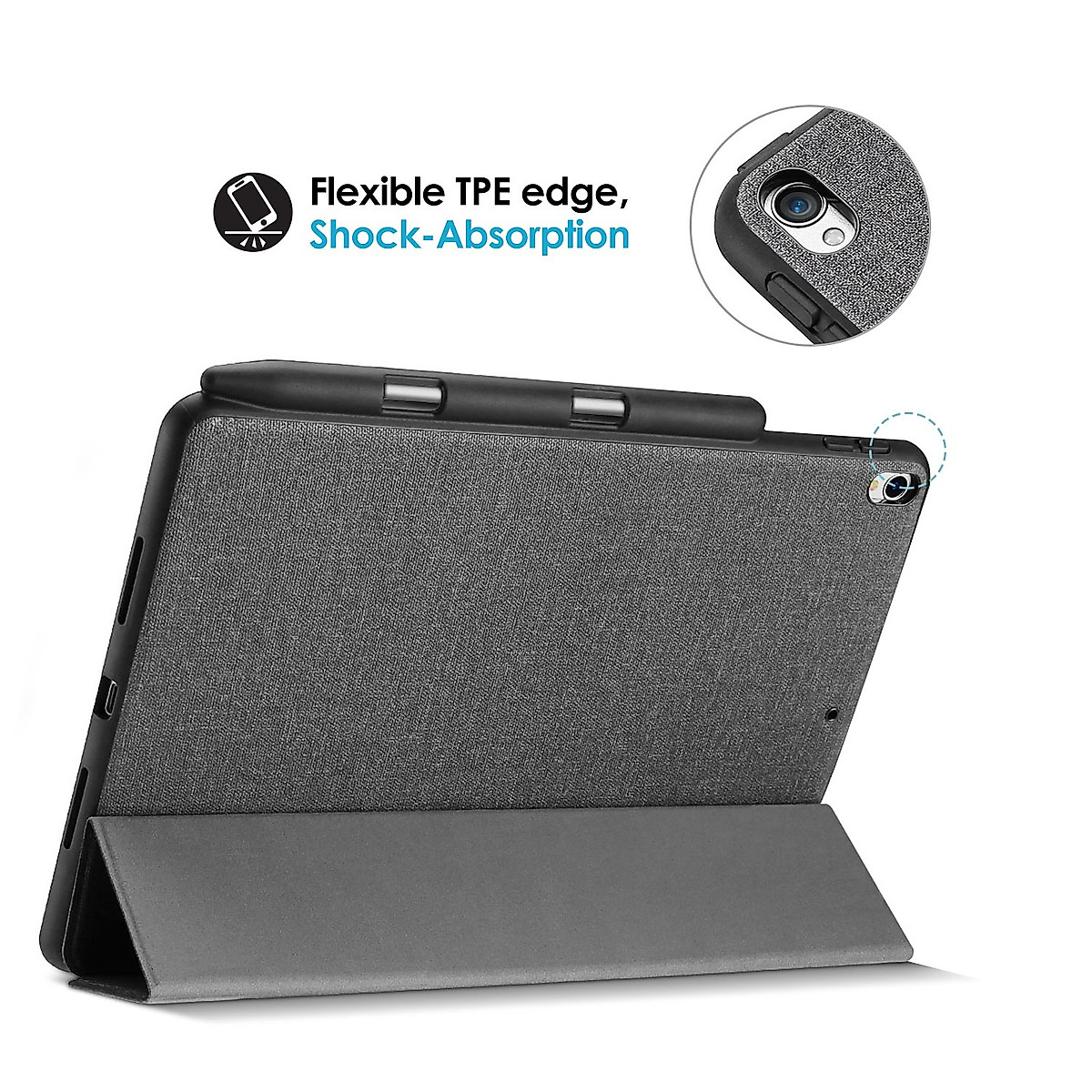 ProCase Smart Case for iPad Air 3rd 10.5" 2019/ iPad Pro 10.5, Slim Folio Stand Cover for iPad Air 10.5 2019/ iPad Pro 10.5 with Pencil Holder -Grey