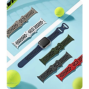 Keponew Compatible with Apple Watch Band 44mm Men,Compatible with Apple Watch Band 45mm Men,Compatible with Apple Watch Band Men,iWatch bands 44mm 45mm 49mm 40mm 38mm 41mm for Ultra1&2/SE/Series 9 8 7 6 5 4 3 2 1,Sport Breathable Soft Silicone Strap