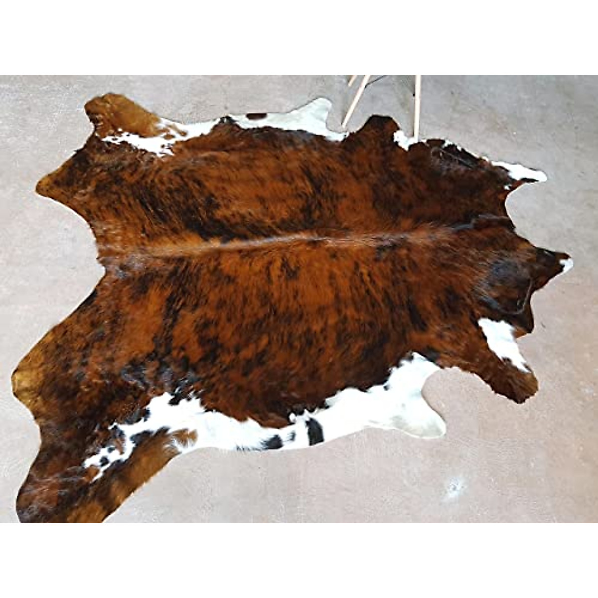 ecowhides | Genuine Cowhide Rug, Brindle White Belly Brazilian Cowskin, Area Rug, Western Home Decor, Premium Quality, Living Room Accessories, (X-Large) 7 x 6 ft