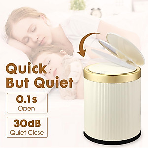 onlcuk Automatic Motion Sensor Bathroom Trash Can with Lid, 2.8 Gallon Touchless Trash Garbage Bin Small Mini Trash Cans Trashcan -White