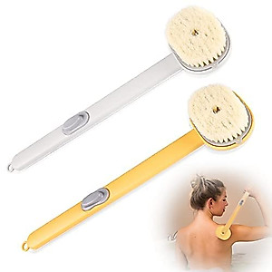 2Pcs Long Handle Bath Massage Cleaning Brush with Soap Dispenser, Body Brush Back Scrubber Storable Body Wash, Exfoliating Bath Brush, Cleaning Massage Brush