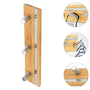 Bamboo Hook Wooden Bathroom Towel Coat Hooks Bathroom Towel Rail Rack Adhesive Rail Rack Hook Wall Mounted Wall Coat Rail Rack Hook Aisle Toilet Stainless Steel