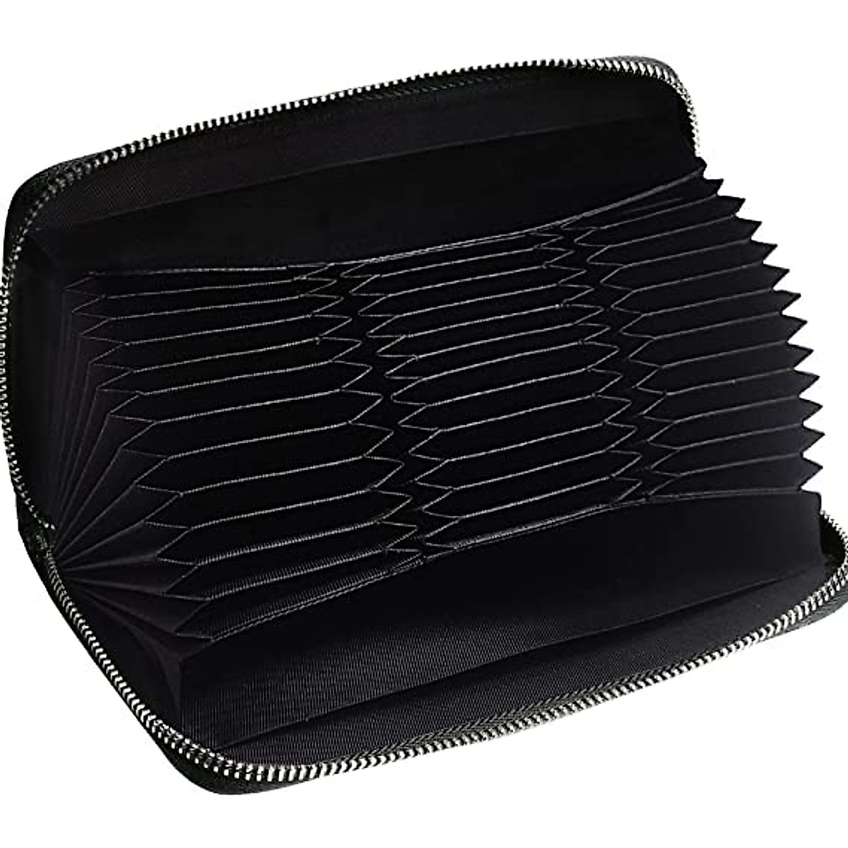 Easyoulife Womens Genuine Leather Credit Card Holder Wallet RFID Secure 36 Slots (36 Card Slots - Black)